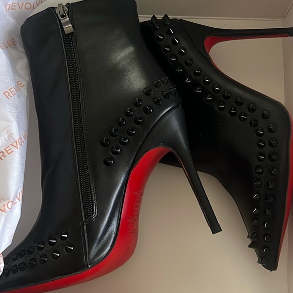 No Brand | Shoes | Christian Louboutin Style Black Studded Heeled Boots ...